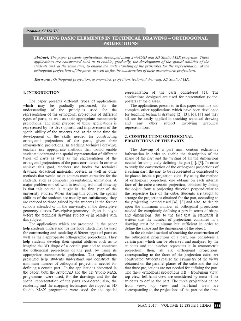 TEACHING BASIC ELEMENTS IN TECHNICAL DRAWING – ORTHOGONAL PROJECTIONS | PDF