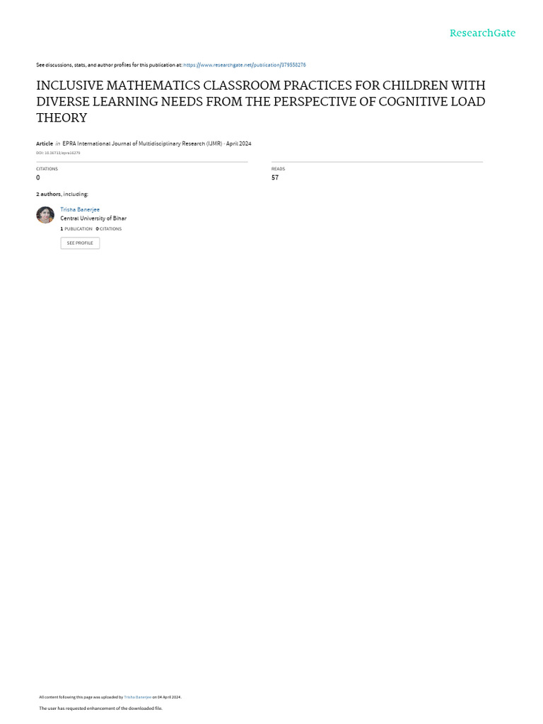 Inclusive Mathematics Classroom Practicesfor Childrenwith Diverse ...