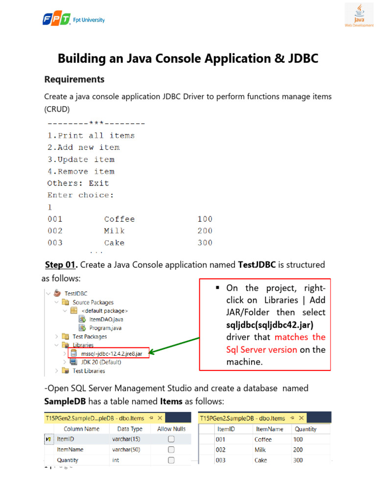 Lab02.1 IntroJDBC ConsoleApp | PDF