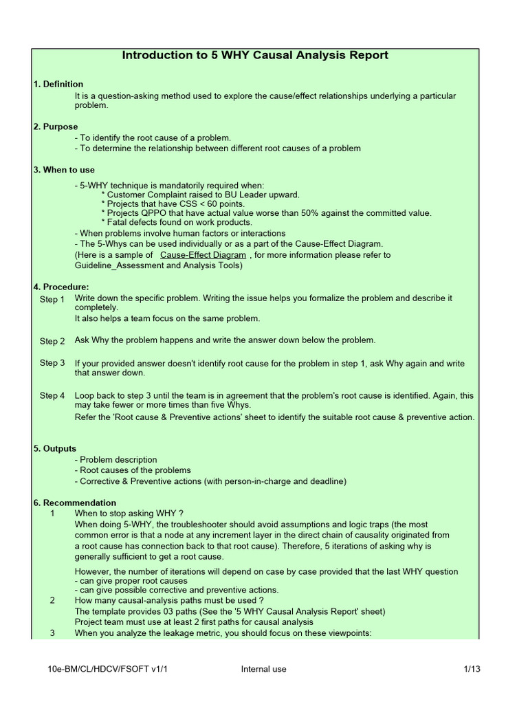 SWR302 - 5 WHY Causal Anlysis Report | PDF | Causality | Expert