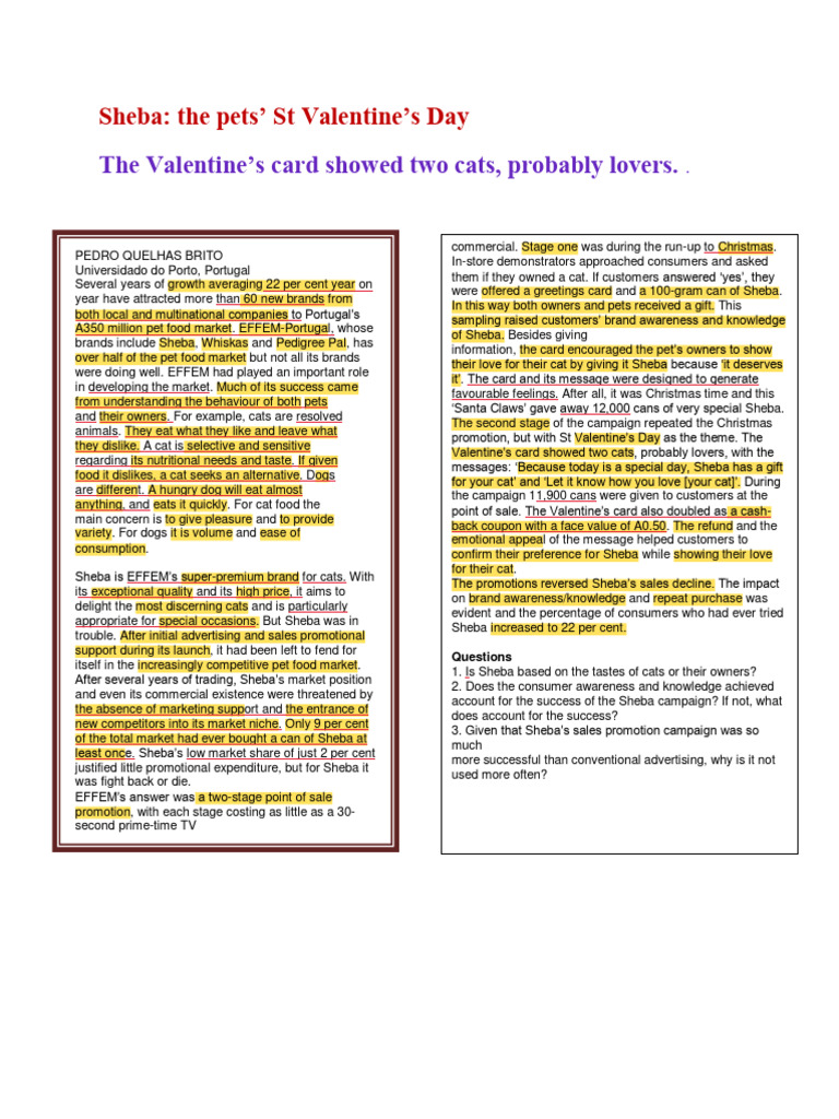 Case Study 2 (Sheba) | PDF | Brand | Cats