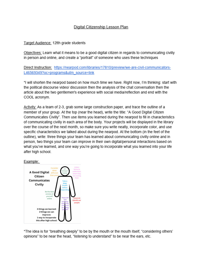 Digital Citizenship Lesson Plan 1 | PDF | Social Science | Art