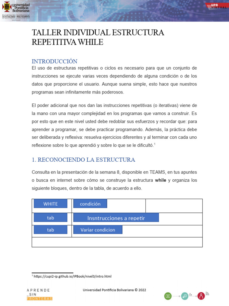 Taller CICLO While | Descargar gratis PDF | Informática | Programación de computadoras