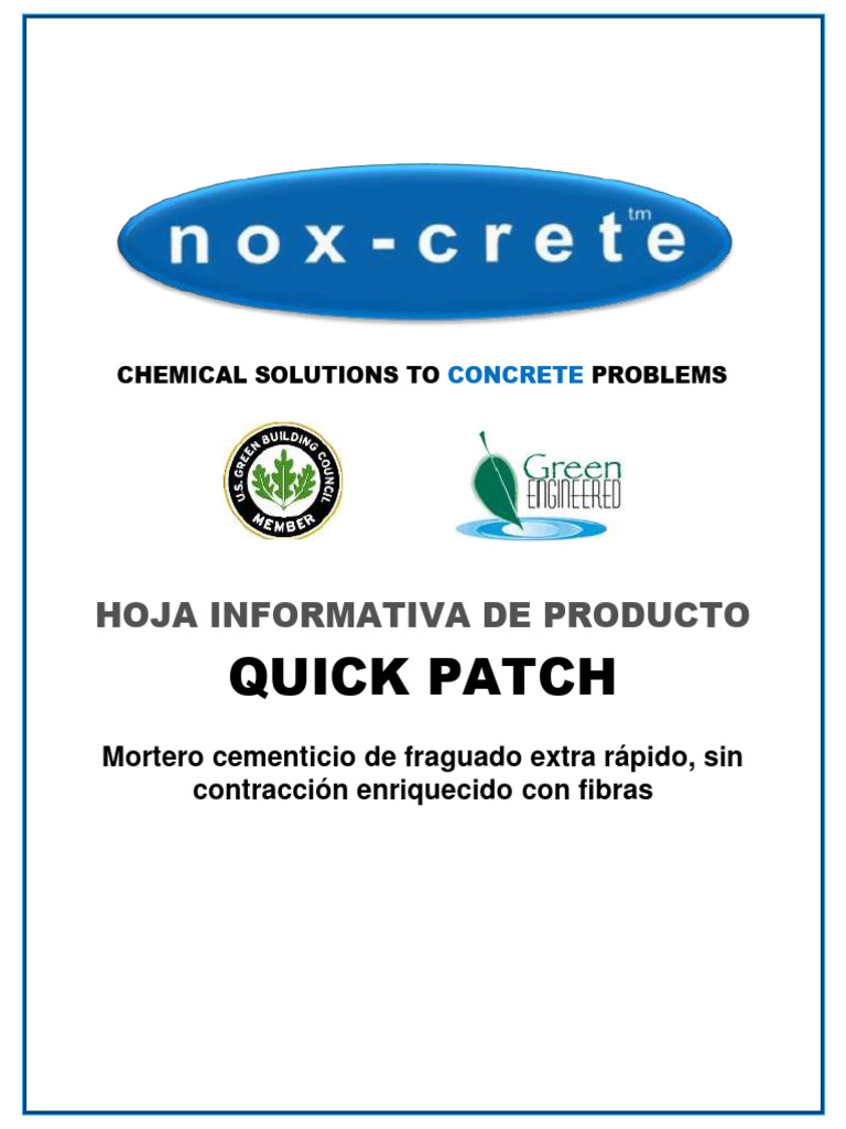Quick Patch - FT | PDF | Hormigón | Cemento