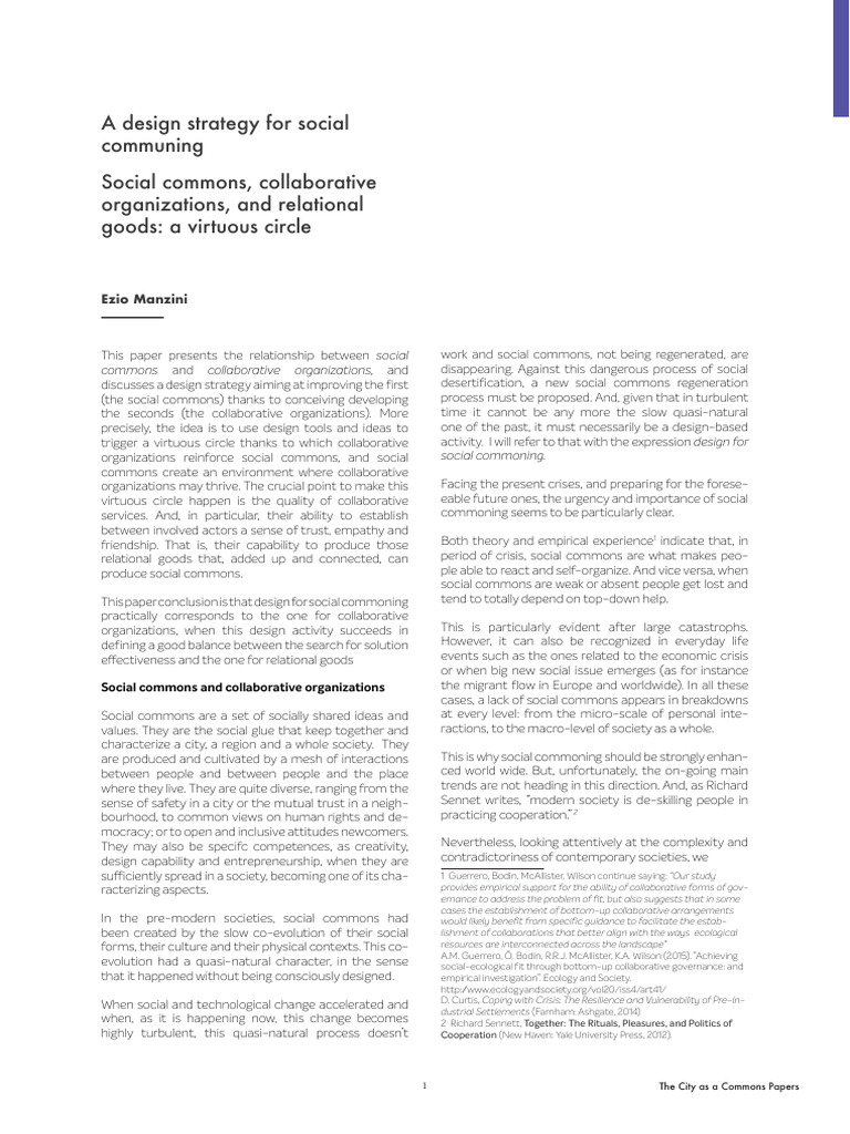 Ezo-Manzini - A Design Strategy For Social Commoning | PDF ...