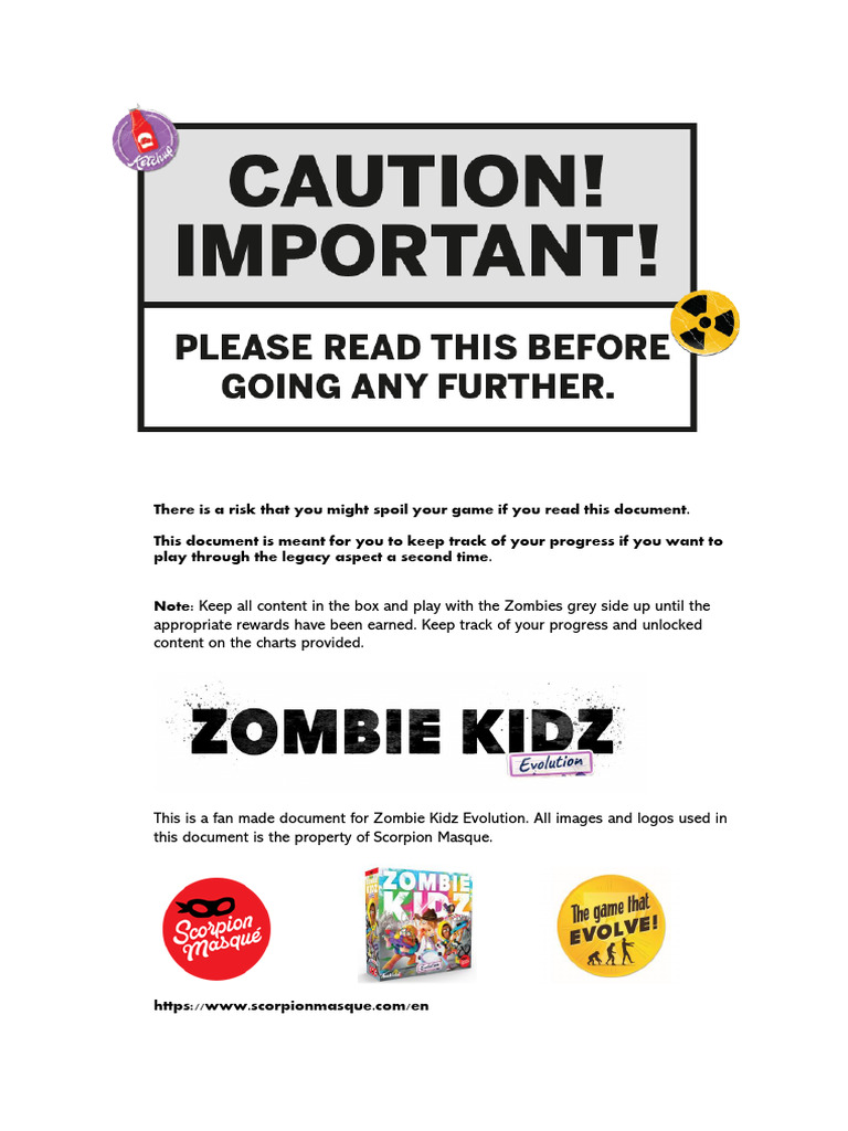 Zombie Kids Evolution - Progress Tracker | PDF