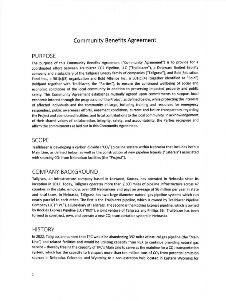 Community Benefit Agreement | PDF | Biofuel | Infrastructure