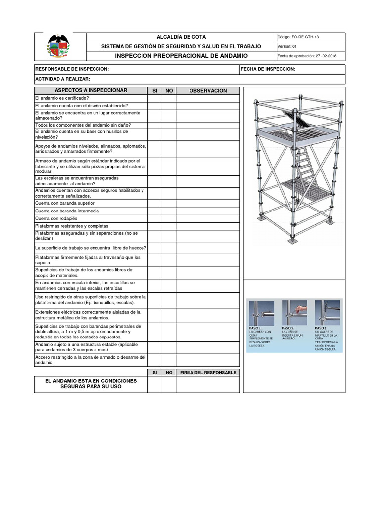 Inspeccion Preoperacional de Andamio | PDF
