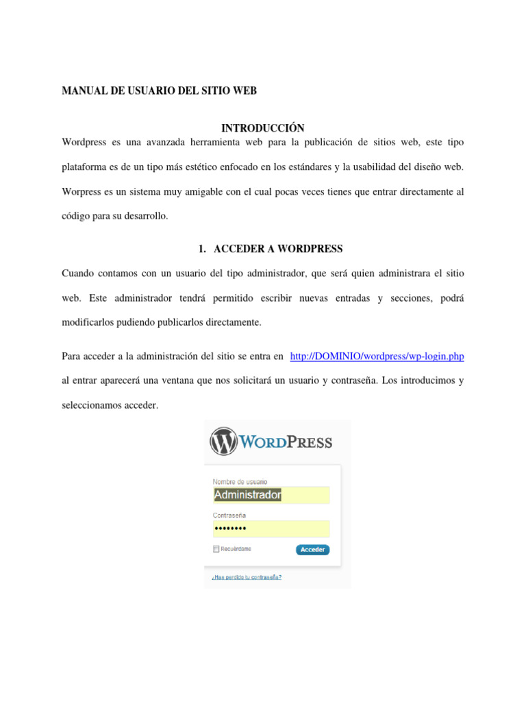 Guía Completa de Uso de WordPress | PDF | HTML | Word Press