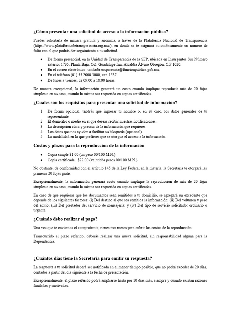 C Mo Presentar Una Solicitud de Acceso A La Informaci N P Blica | PDF | Finanzas y dinero ...