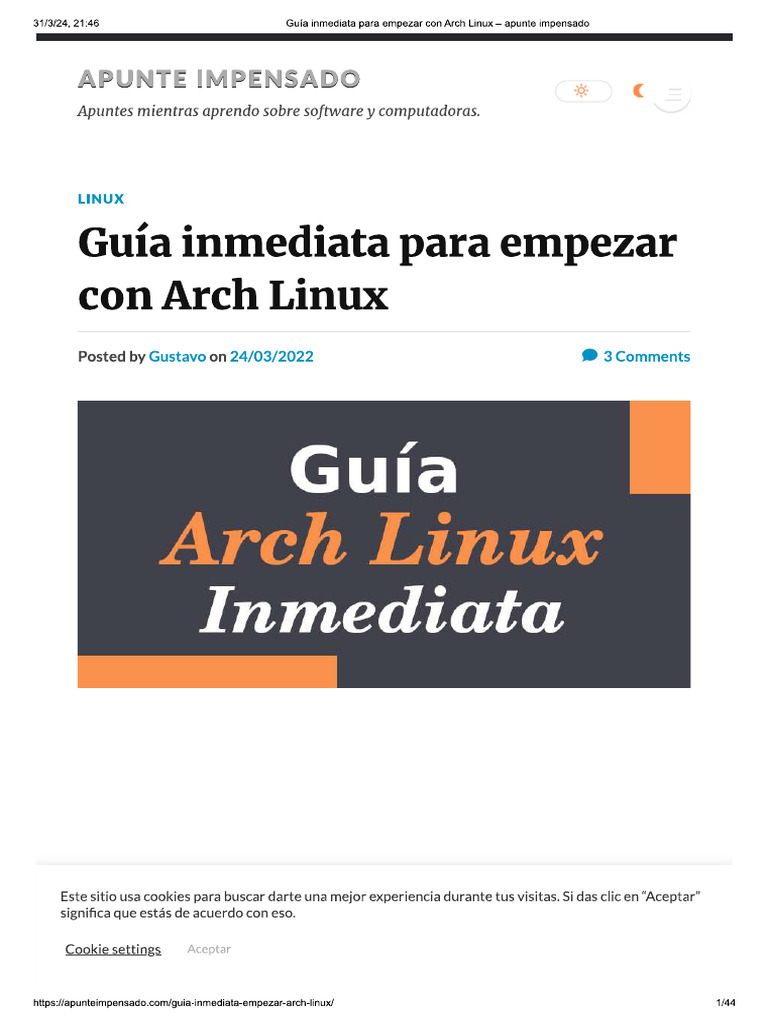 Guia Inmediata para Empezar ArchLinux | PDF