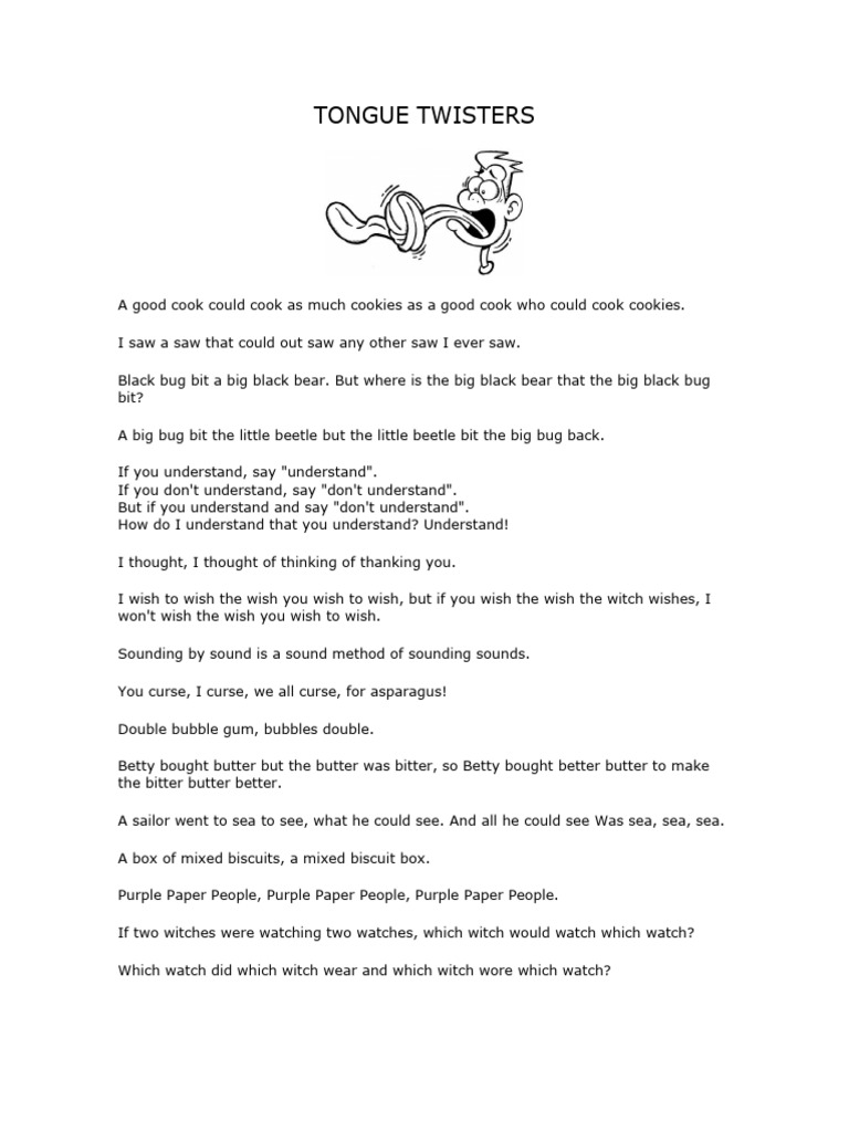 Fun and Challenging Tongue Twisters | PDF