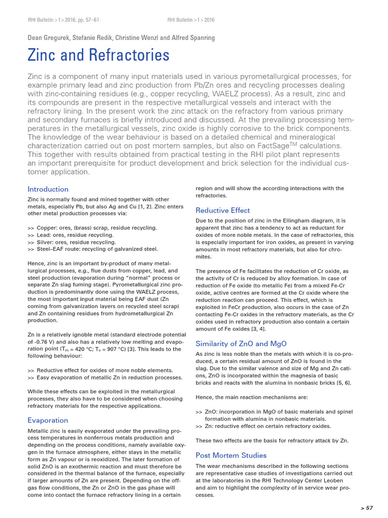 Zinc and Refractories | PDF | Zinc | Refractory