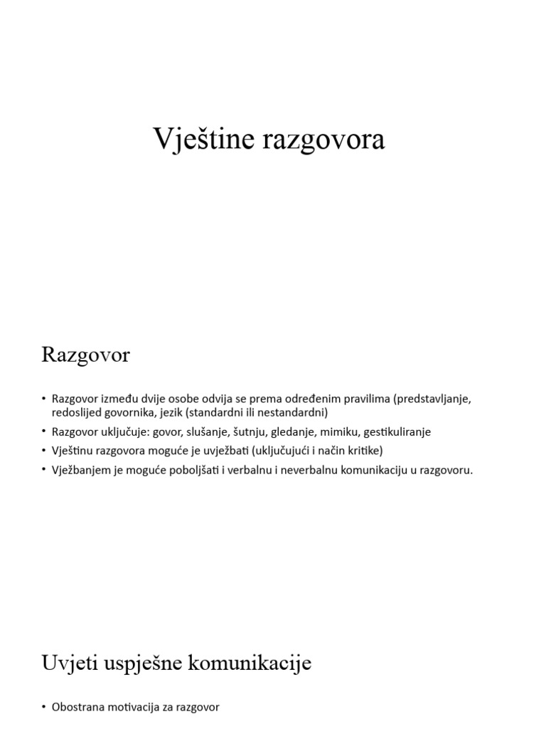 Komunikacijske Vjestine VJEŠTINE RAZGOVORA | PDF