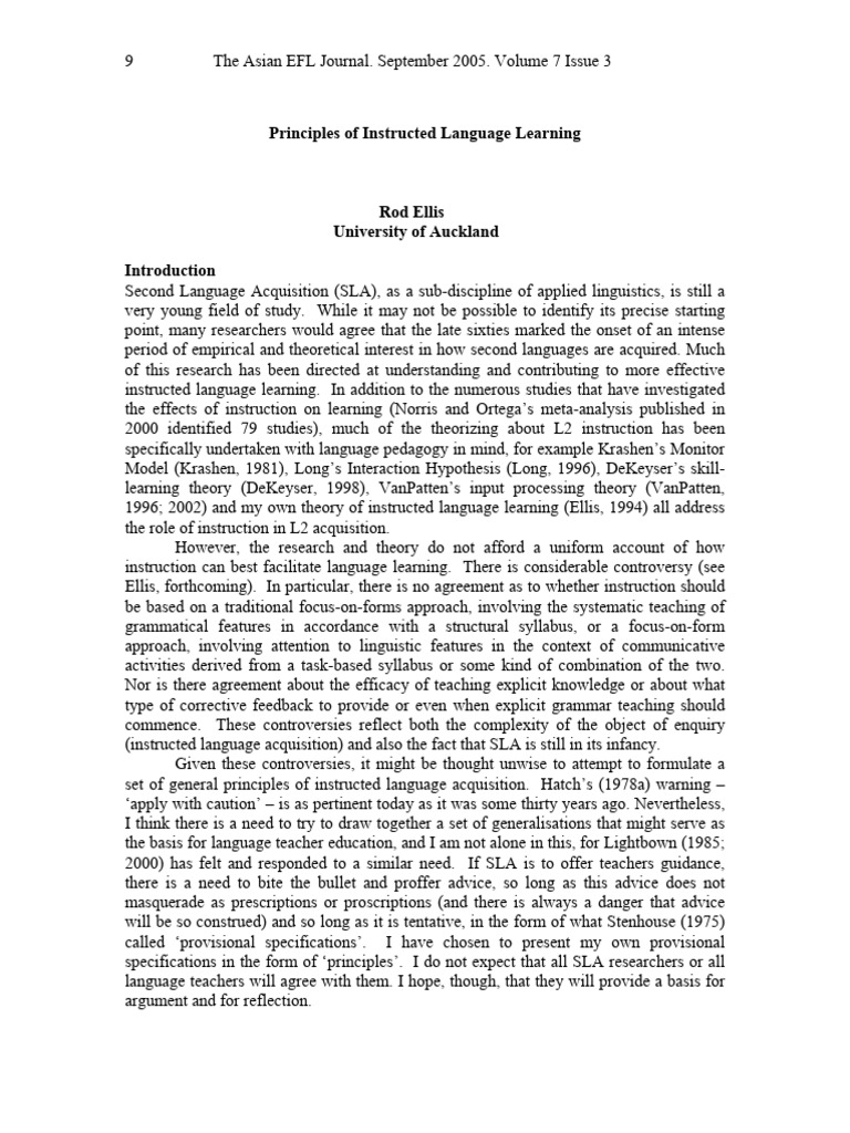 Principles by Ellis - 9-24 | PDF | Second Language Acquisition | Second ...