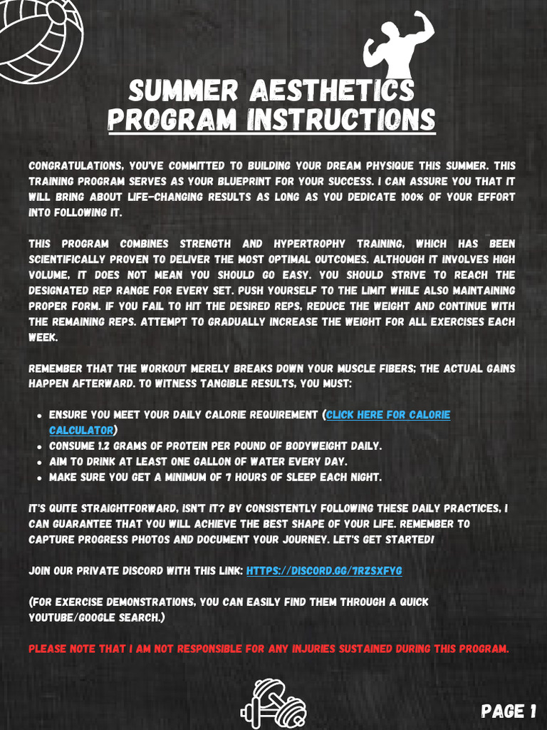 Program Instructions, Custom Meal Plans, Supplement Guide | PDF ...