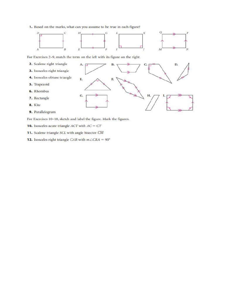 Triangles And Special Quadrilaterals Exercises Pdf