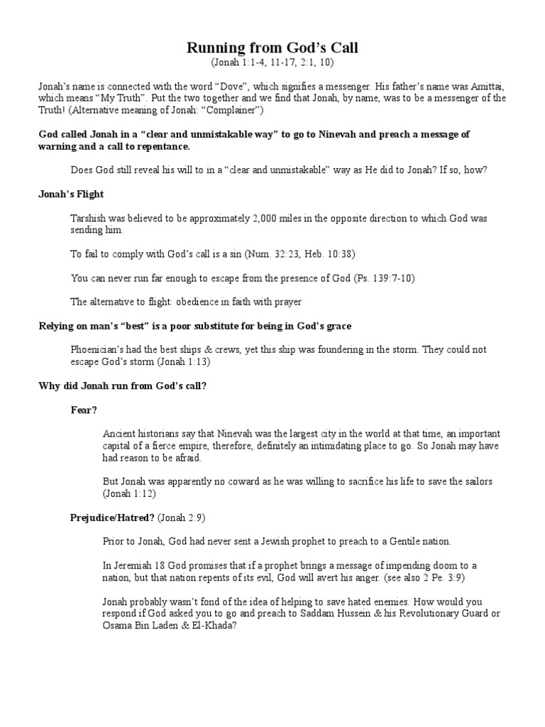 Running | PDF | Jonah | Religious Belief And Doctrine