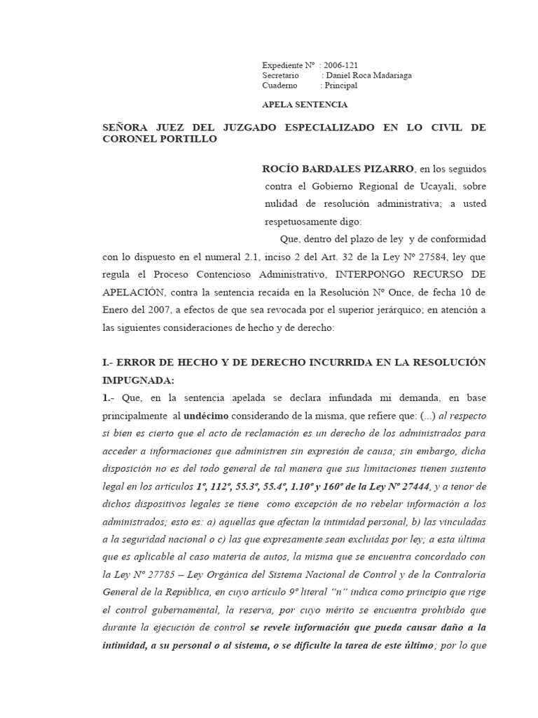 Modelo de Apelacion | PDF | Apelación | Sentencia (ley)
