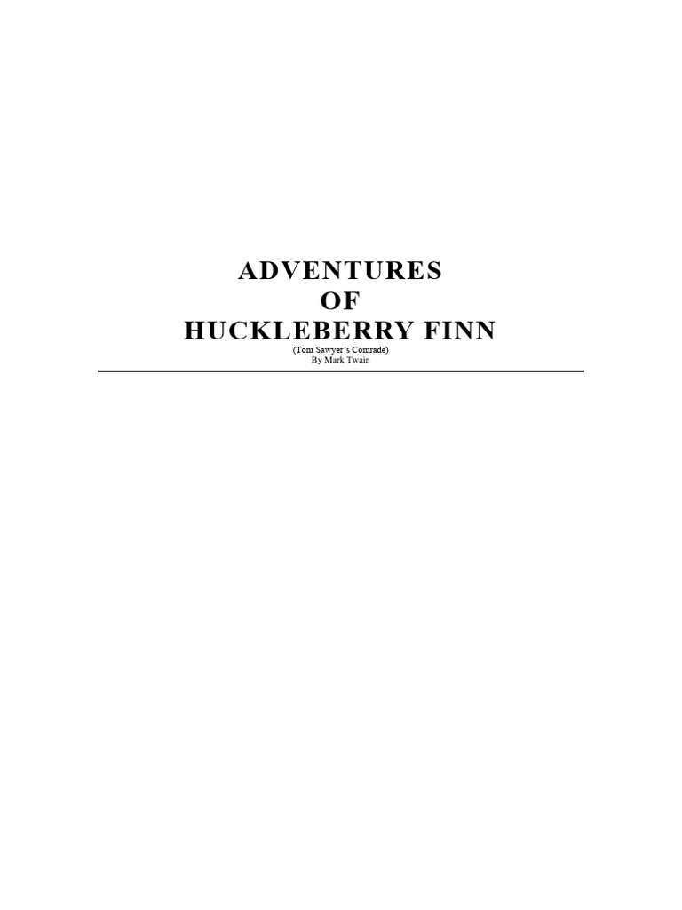 Adventures of Huckleberry Finn Summary | PDF | Huckleberry Finn | The ...
