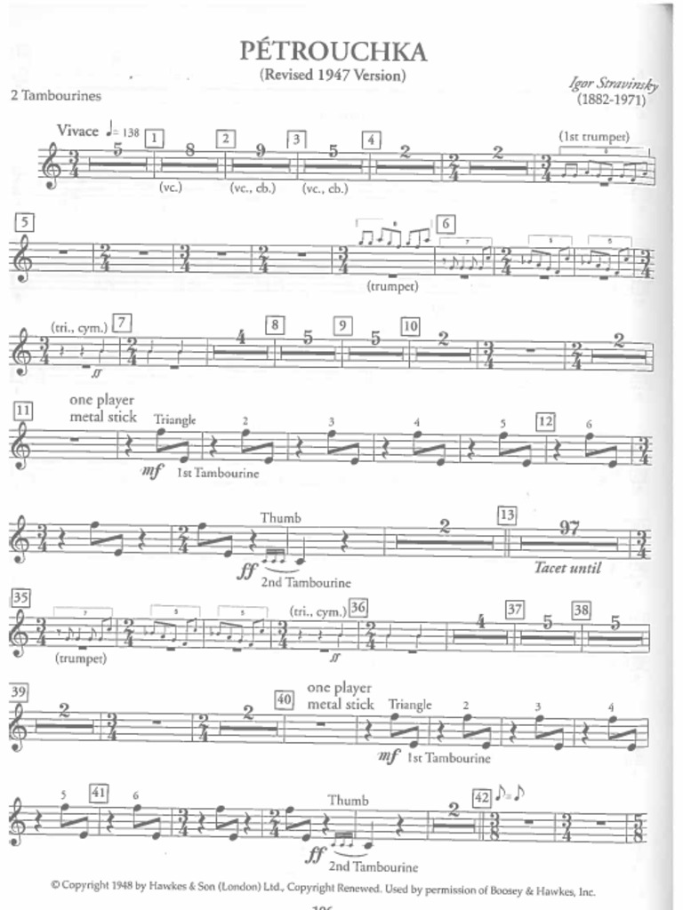 Stravinsky Petrouchka Tambourine | PDF