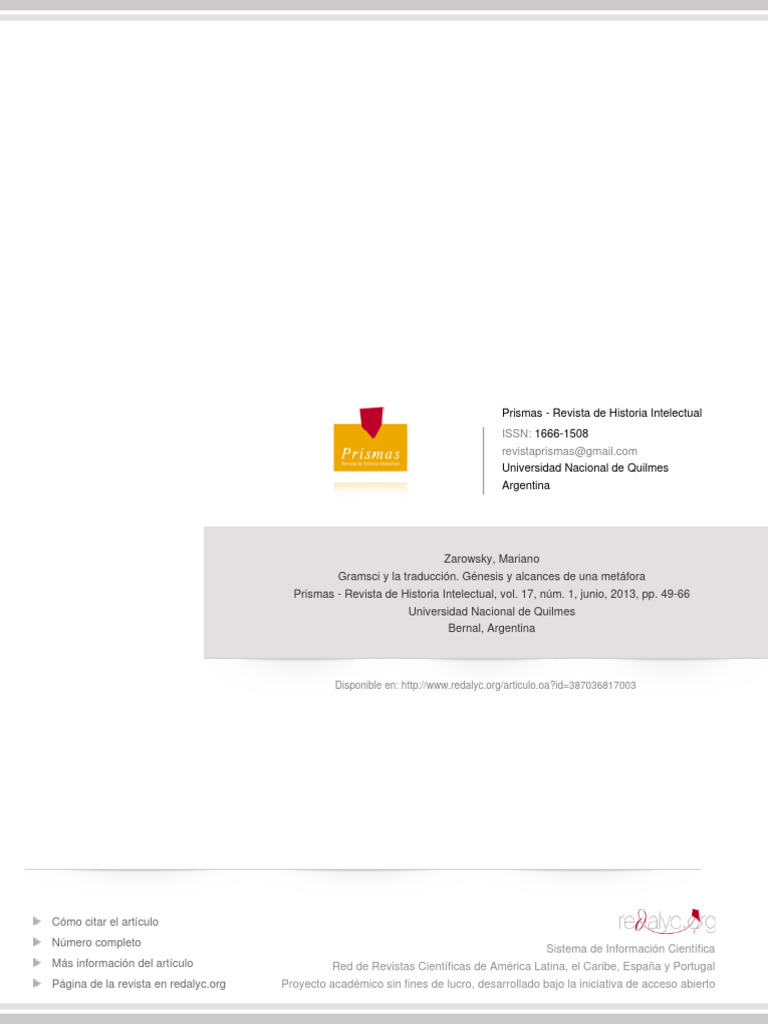 Zarowsky Mariano - Grasmci y La Traduccion Genesis y Alcances de Una ...