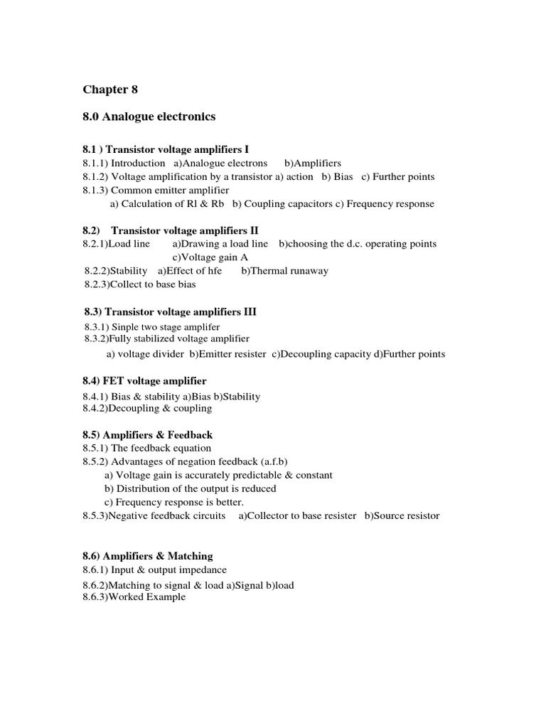 CH8 Analogue Electronics | PDF | Amplifier | Operational Amplifier