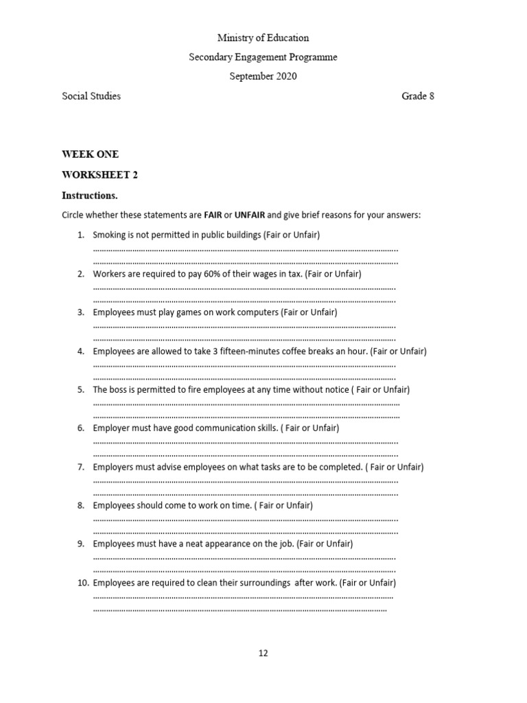 Grade 8 Social Studies Week 1 Lesson 2 Worksheet 1 and Answersheet ...