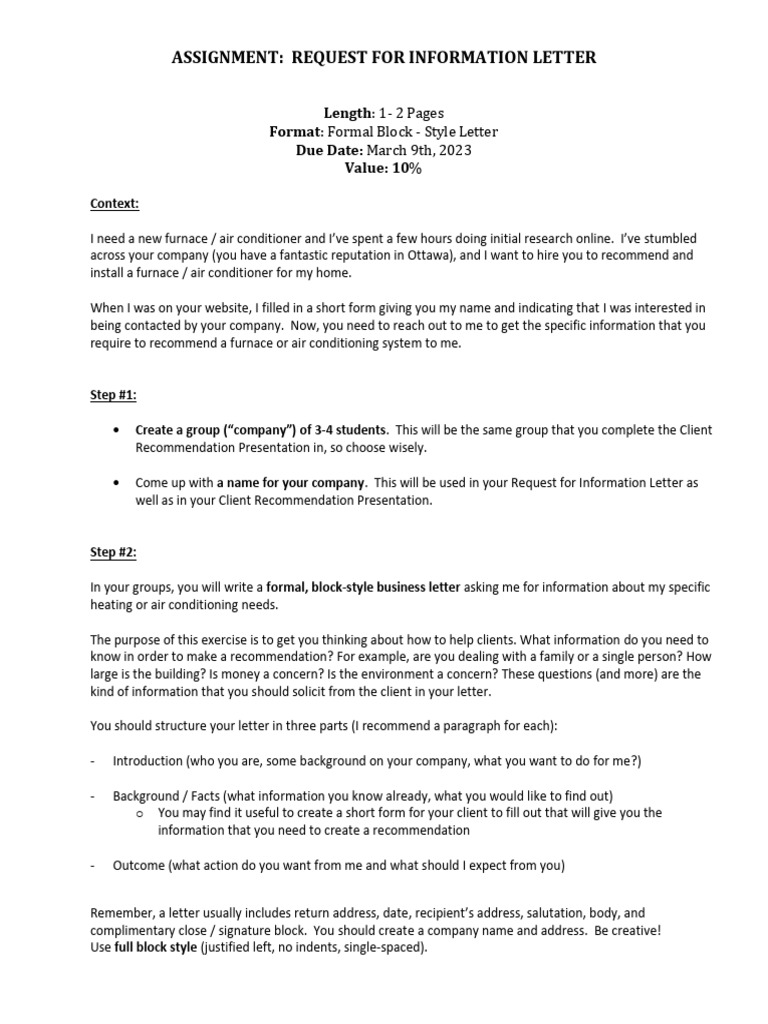 Writing a Request for Information Letter | PDF | Information | Human Communication