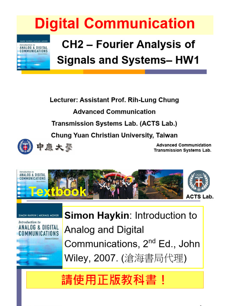 1112- EDC-CH2 - Fourier Analysis of Signals and Systems-Part1n2-HW1-DueMar12-2023 | PDF ...