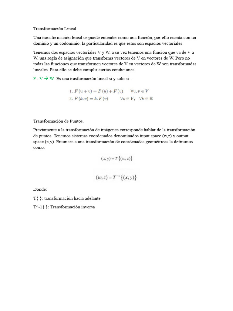 Transformación Lineal | PDF | Matriz (Matemáticas) | Espacio vectorial
