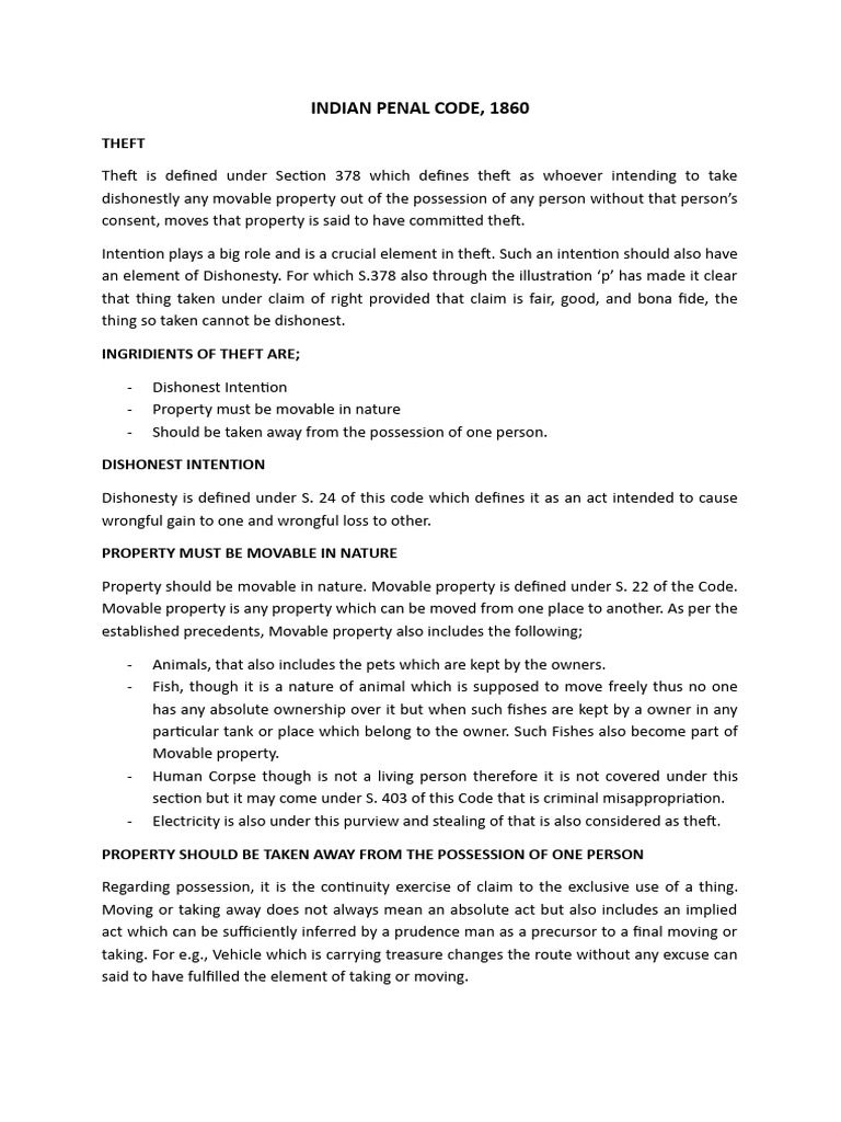 Ipc Unit 3 | PDF | Robbery | Theft