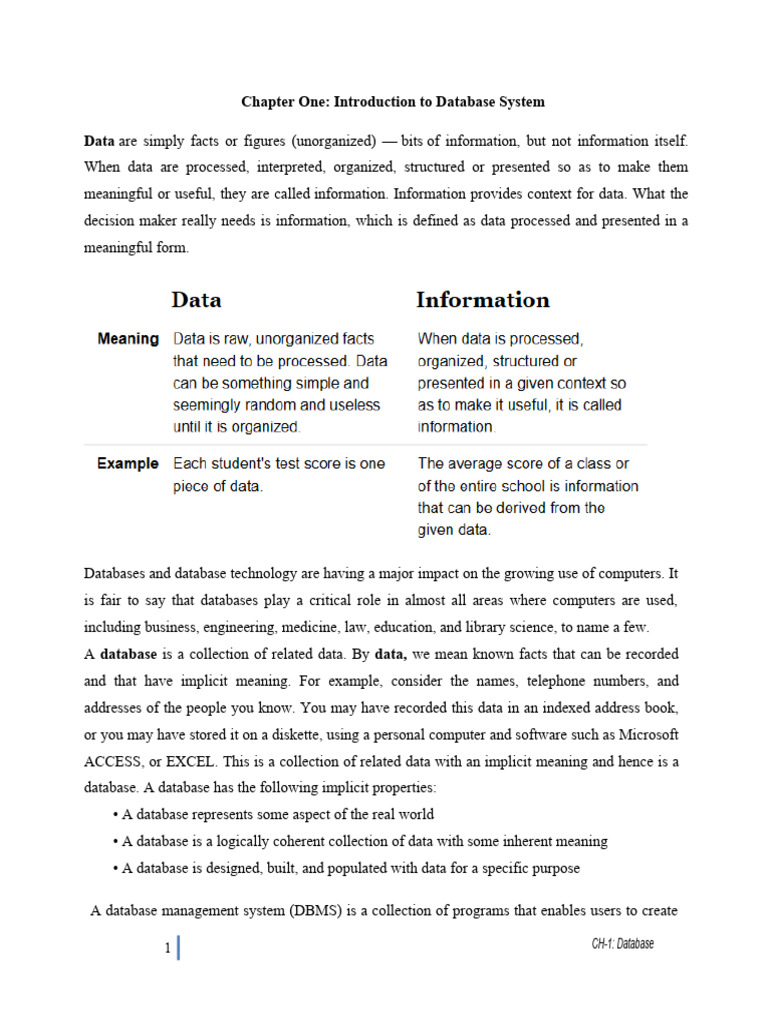 Chapter 1 | PDF | Databases | Computer File