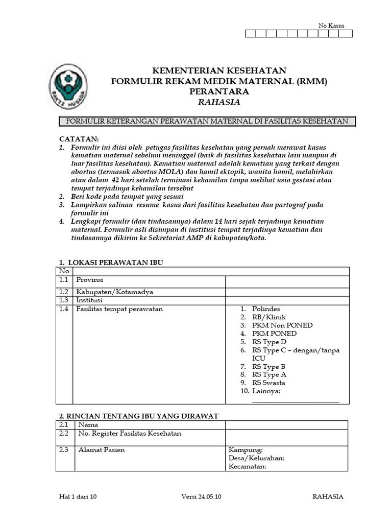 Formulir RMM Perantara (Revisi 20100524) | PDF