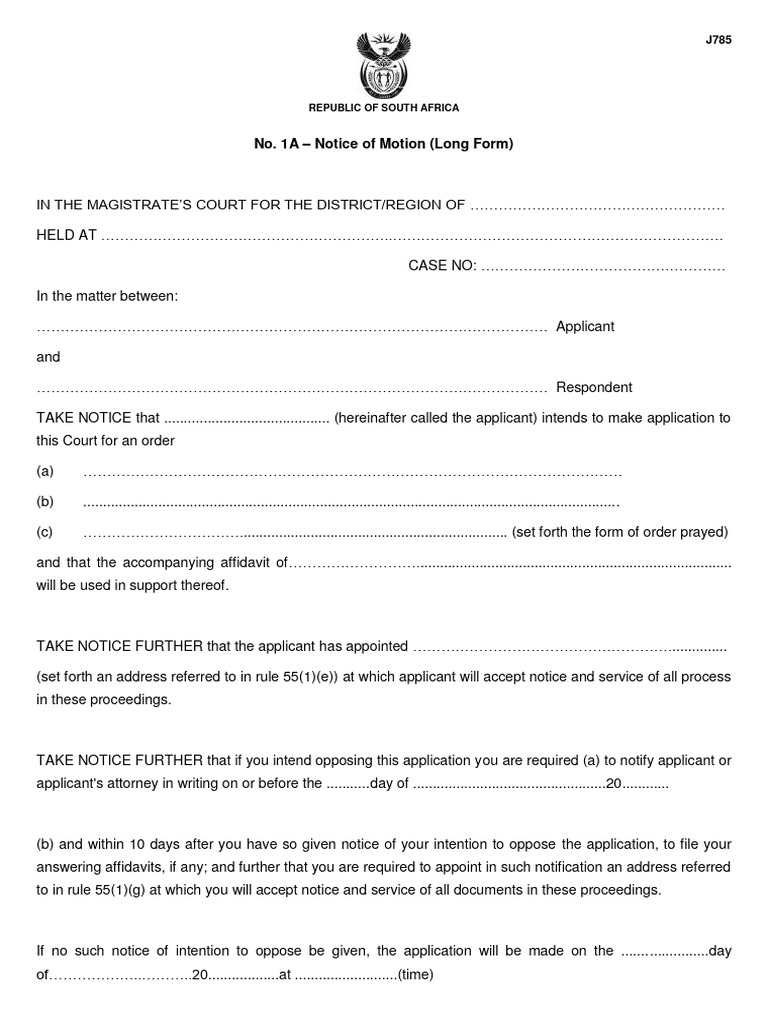 Long Form Notice of Motion Template | PDF | Justice | Crime & Violence