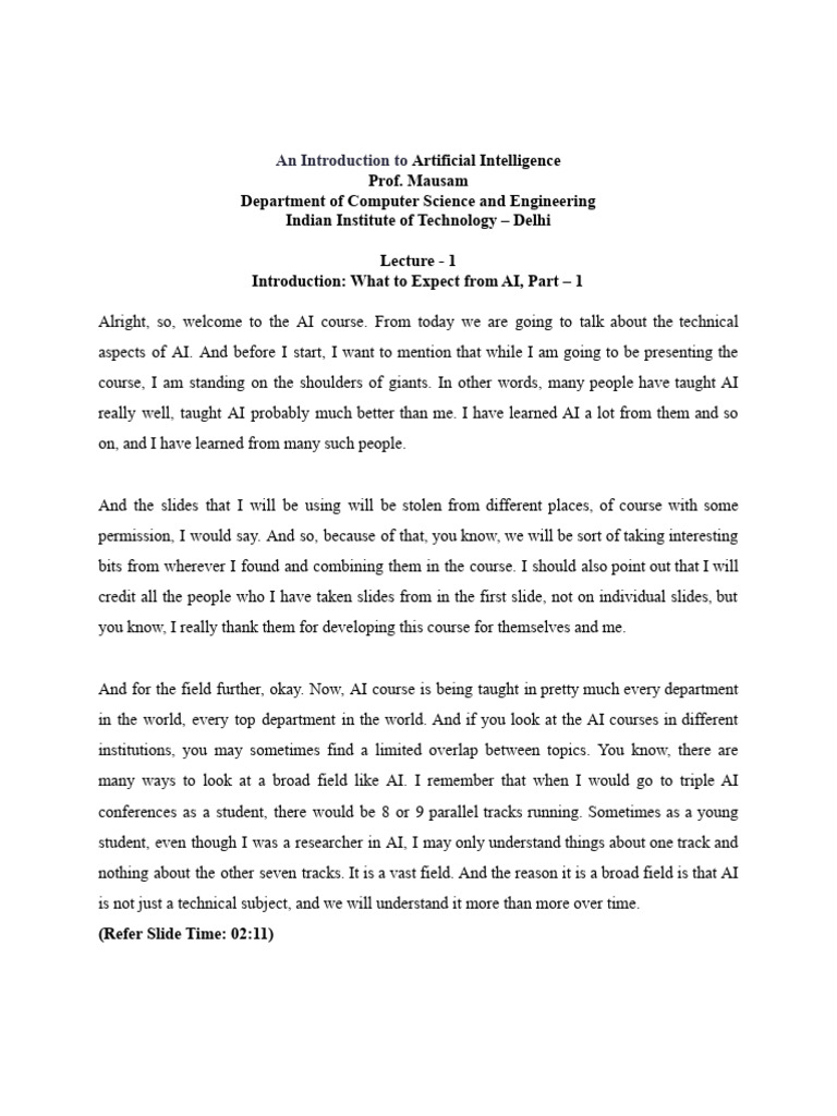 Lec 1 | PDF | Artificial Intelligence | Intelligence (AI) & Semantics