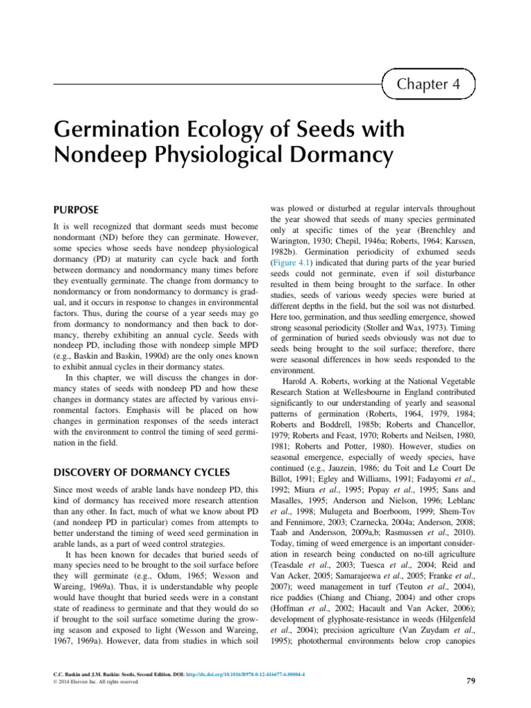 Chapter 4 - Germination Ecology of Seeds With Nondeep Physiologica ...