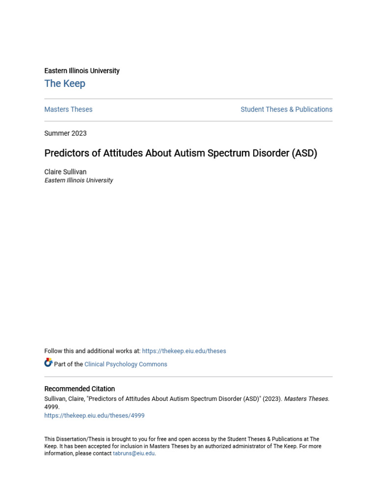 Predictors of Attitudes About Autism Spectrum Disorder (ASD) | Download ...