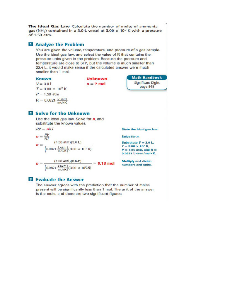Ideal Gas Law Example | PDF