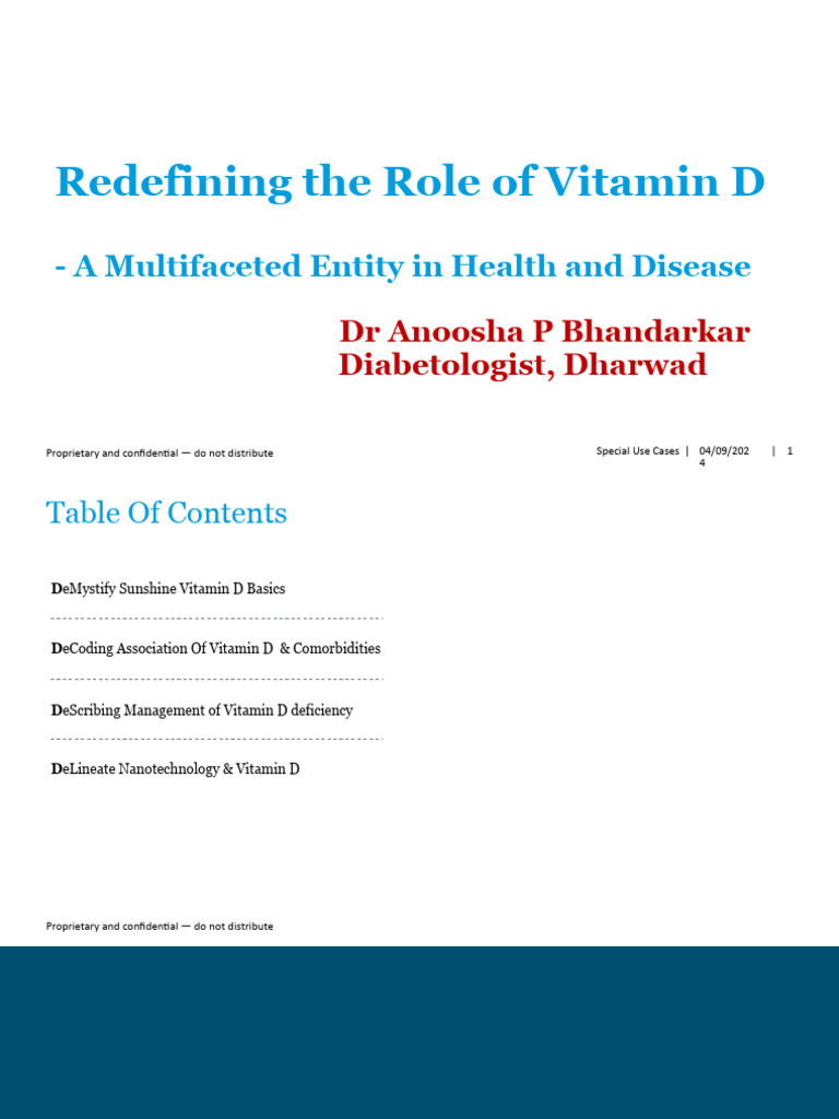 Redefining Role of Vitamin D - DR Anoosha Bhandarkar | Download Free PDF | Vitamin D | Clinical ...