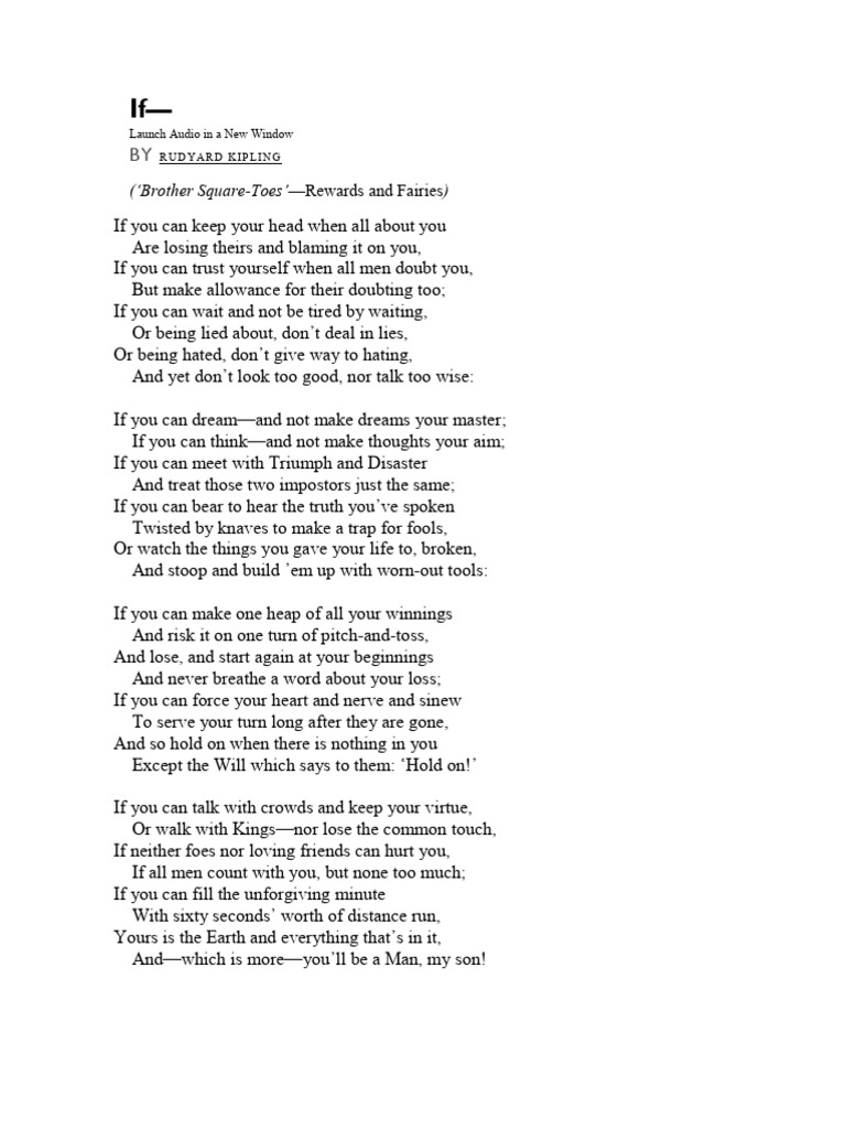 If by Rudyard Kipling | PDF