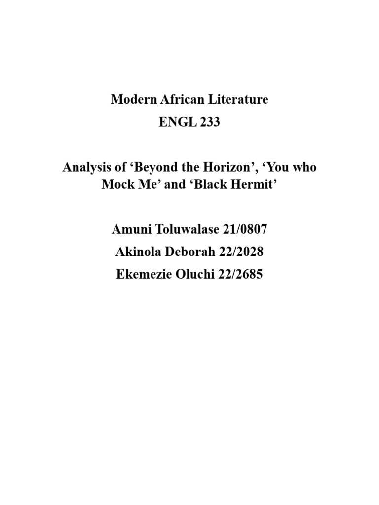 An in Depth Analysis of Beyond The Horizon by Amma Darko | PDF | Love ...