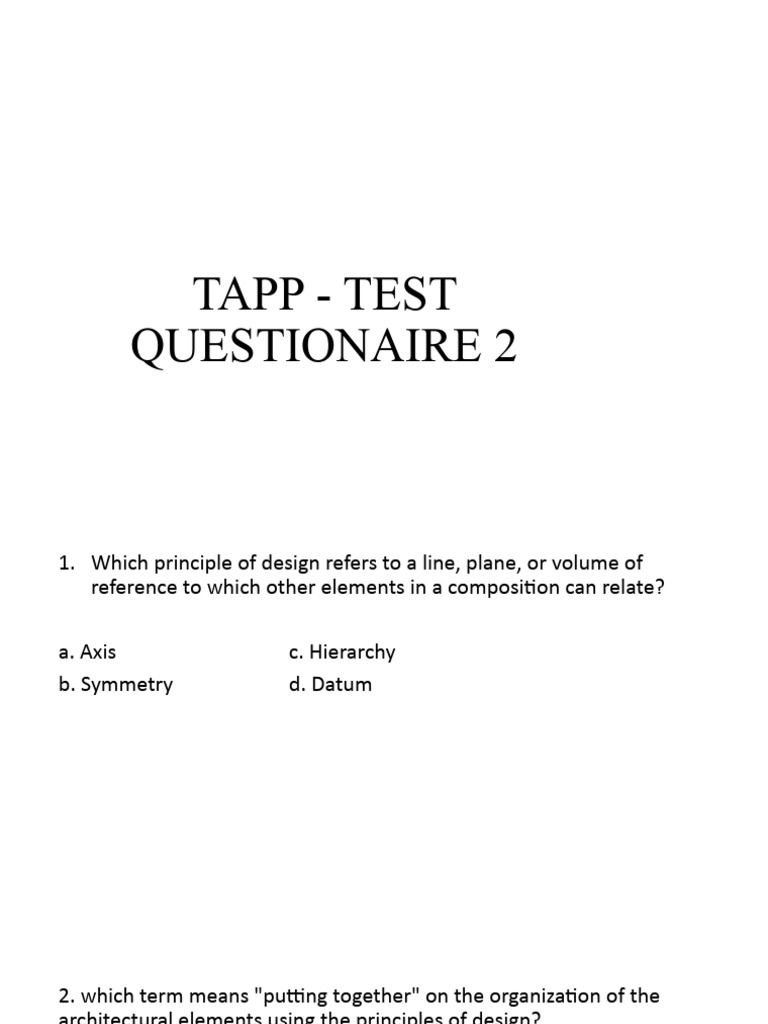 Test Questionaire 2 - Tapp | PDF | Symmetry | Professional Development