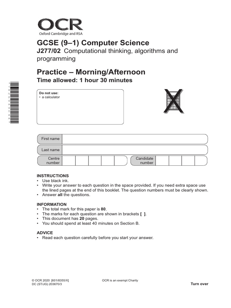 Practice J277 02 Sep 2020 QPX | PDF | Logic Gate | Optical Character ...