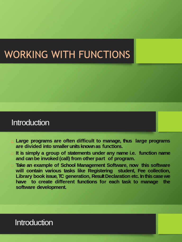 function-inroduction | PDF | Parameter (Computer Programming) | Reserved Word