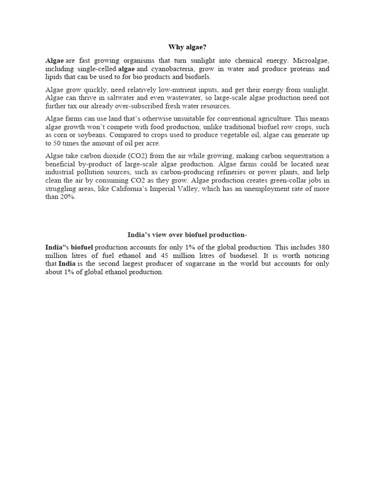 Why Algae | PDF | Algae | Algae Fuel