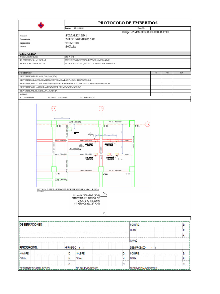 Protocolo de Embebidos en Concreto | PDF