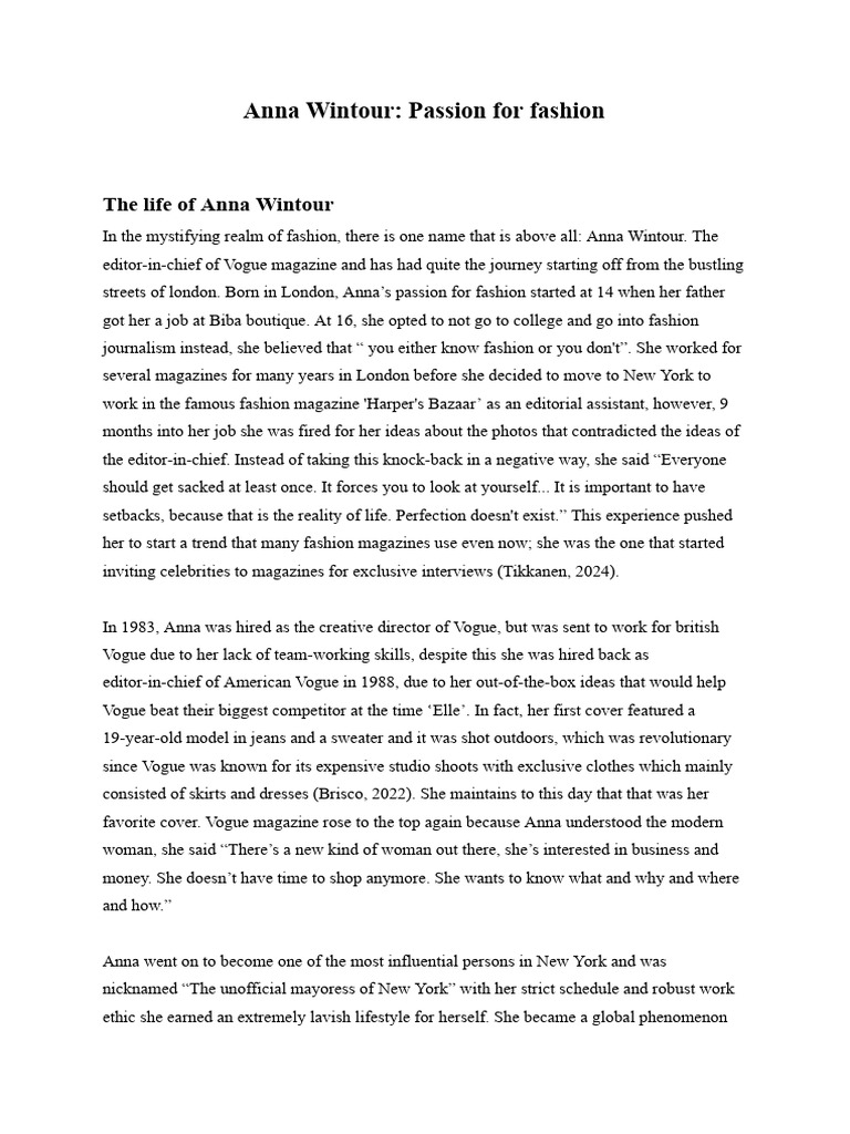 Anna Wintour | Download Free PDF | Anna Wintour | Vogue (Magazine)