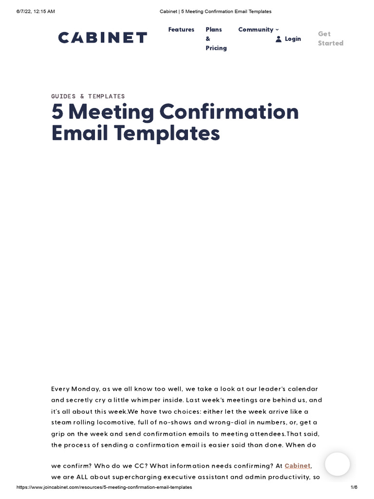 b = e = s = t = Cabinet _ 5 Meeting Confirmation Email Templates | PDF ...