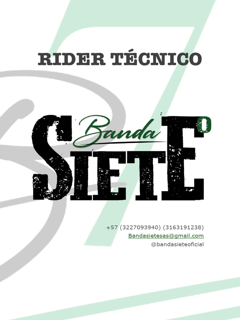 Rider Técnico Banda Sieteº | PDF | Bajo | Kit de batería